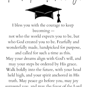 Graduation Blessing Card PRINTABLE Christian Prayer Religious Faith ...