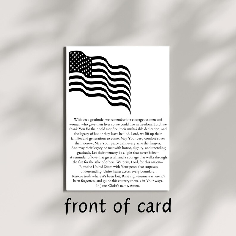 Memorial Day Christian Prayer Card Printable US Military Blessing ...