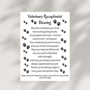 Christian Vet Receptionist Day Blessing Card Printable Digital Download ...