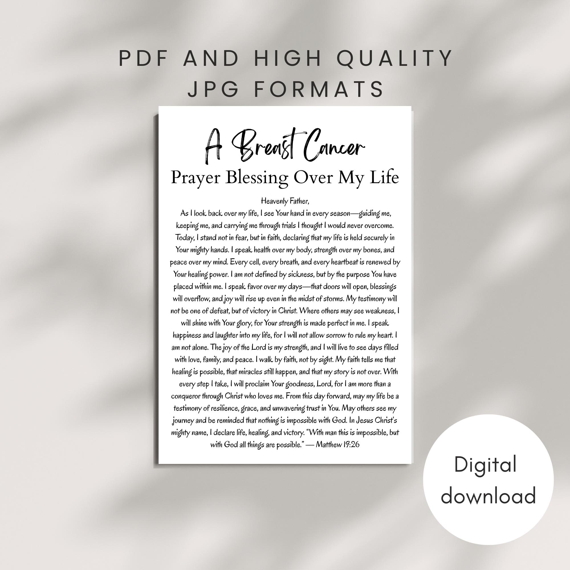 PRINTABLE Breast Cancer Prayer Card Christian Blessing Faith Based MBC ...