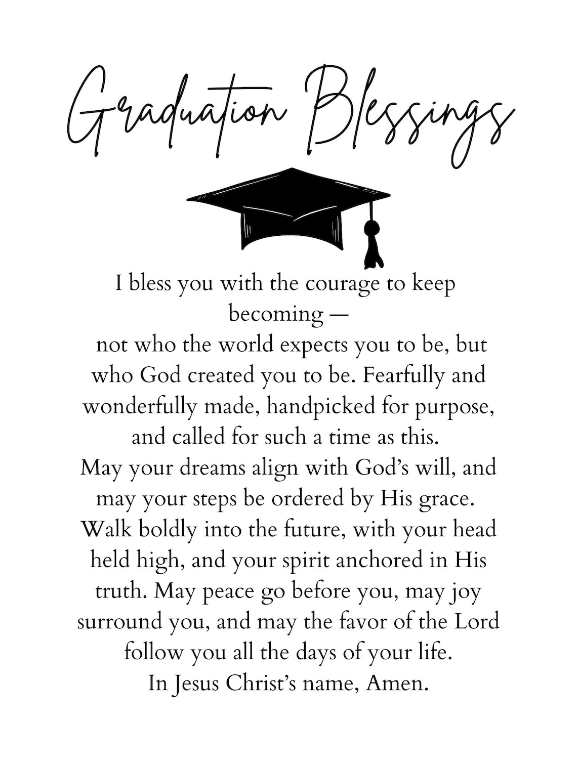 Graduation Blessing Wall Art Printable Christian Prayer Digital ...