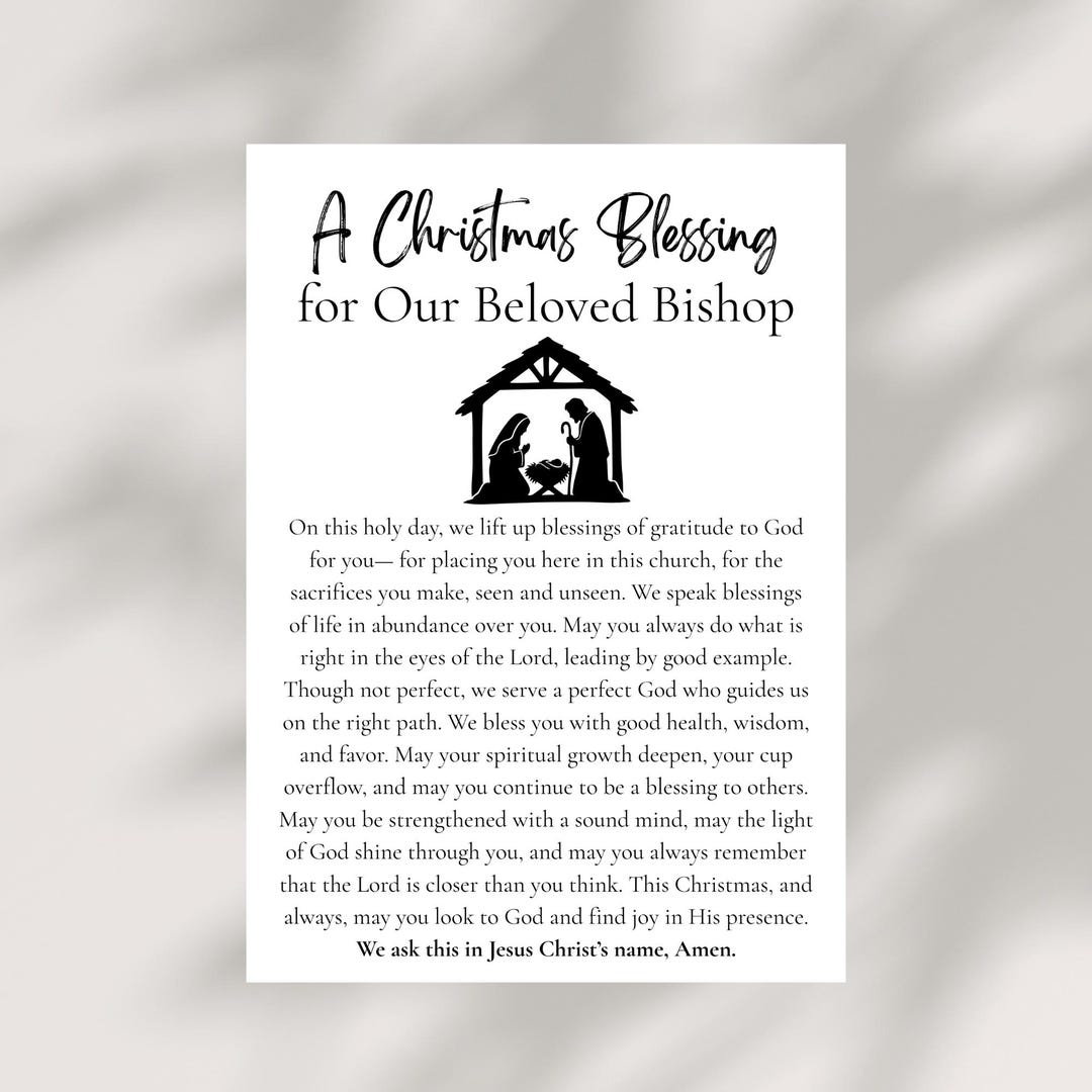 Bishop Christmas Card Blessing PRINTABLE Thank You Christian Prayer ...