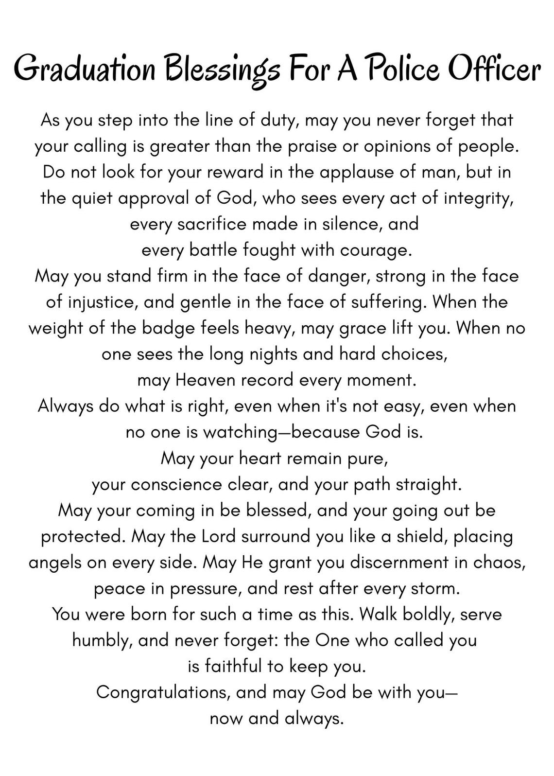 Police Graduation Blessing Card Printable Digital Download Law ...