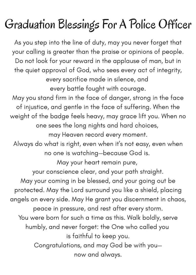 Police Graduation Blessing Card Printable Digital Download Law ...