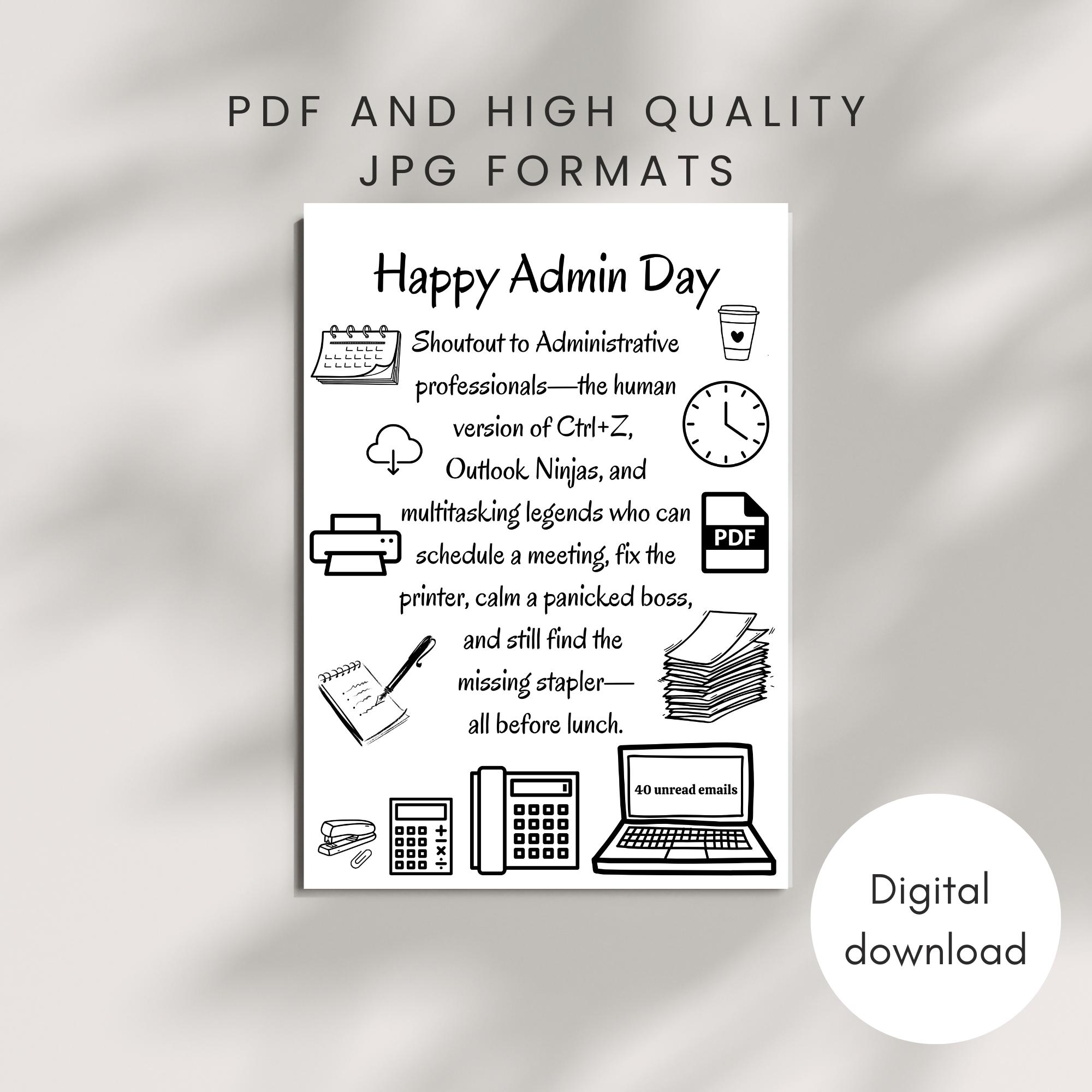 Funny Admin Professionals Day Card PRINTABLE Thank You Appreciation ...