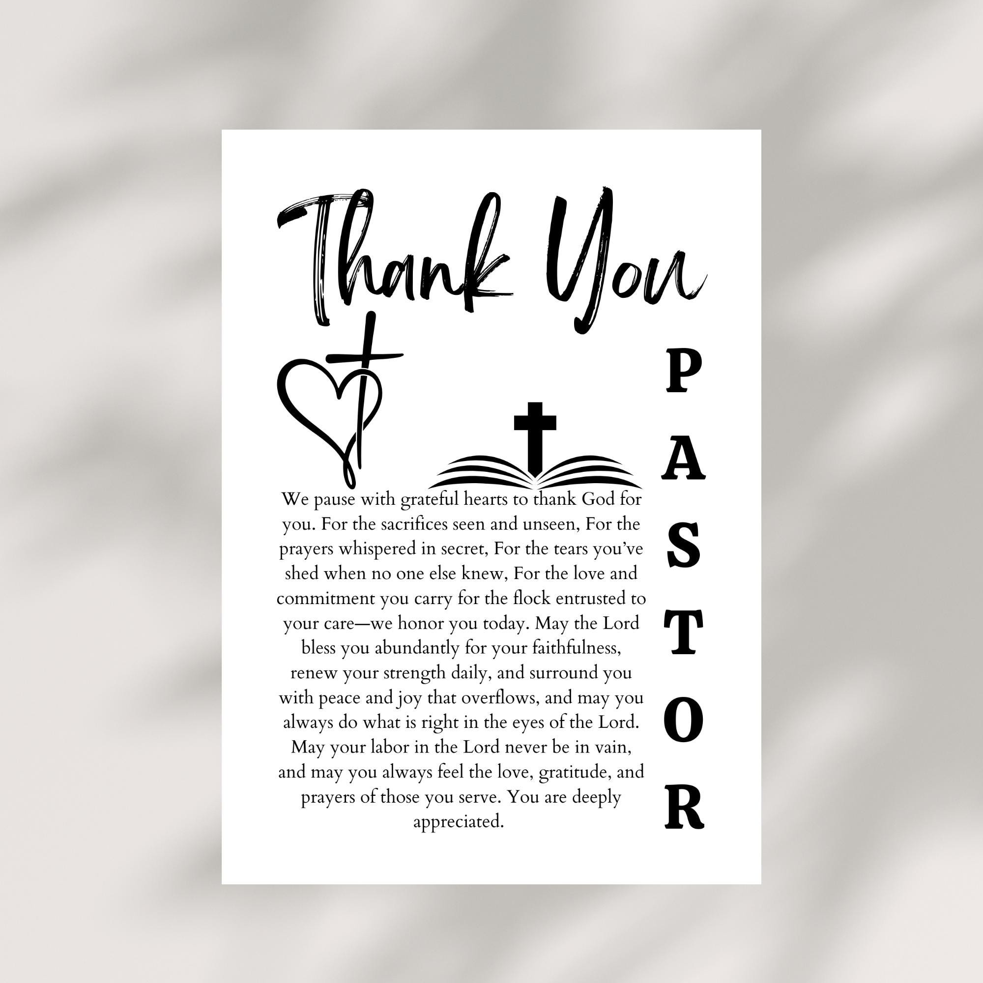 PRINTABLE Pastor Thank You Card Blessing Christian Prayer Religious ...