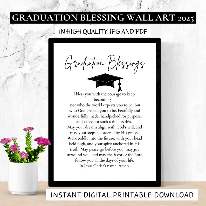 Graduation Blessing Wall Art Printable Christian Prayer Digital ...