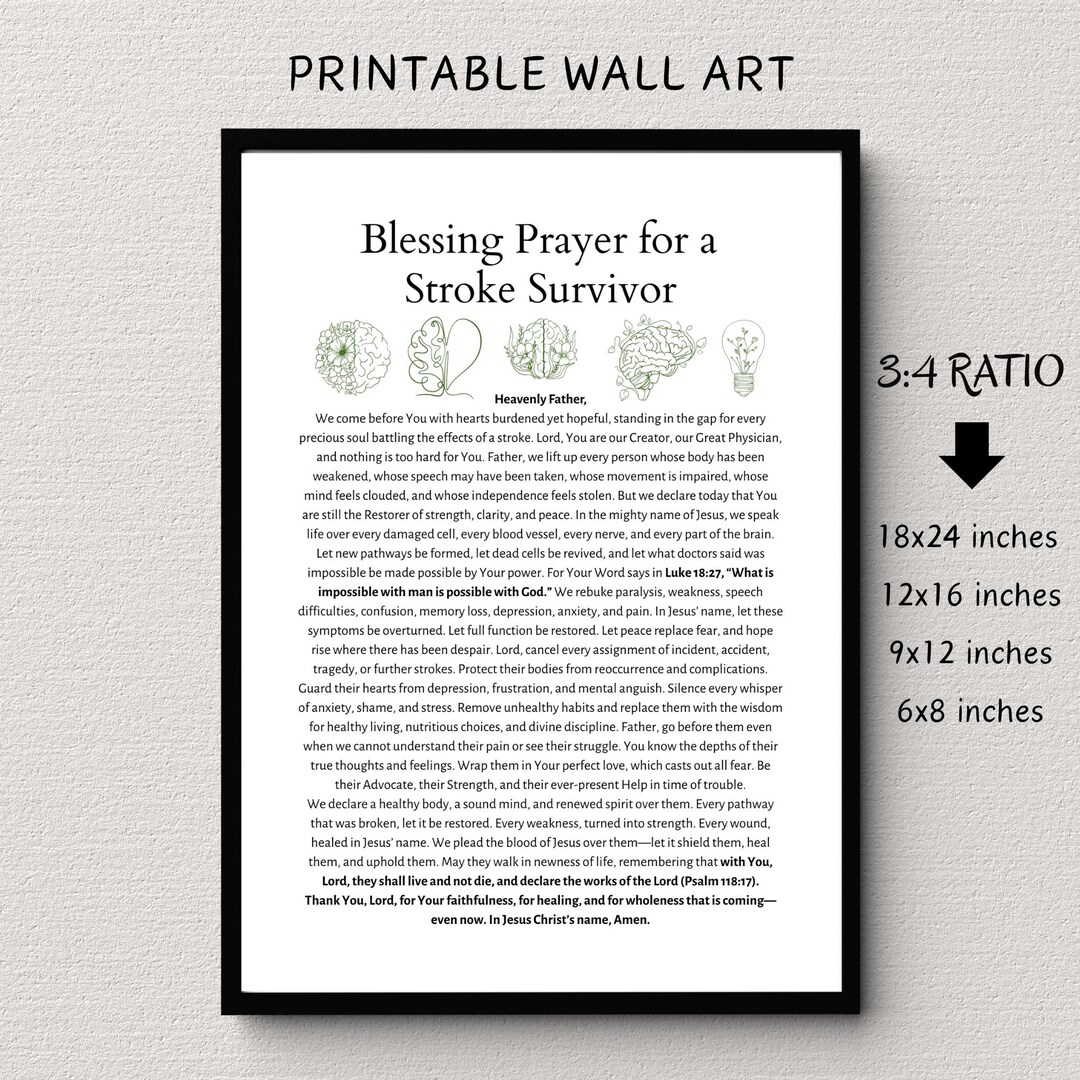 PRINTABLE Stroke Recovery Prayer Wall Art Christian Blessing Faith ...