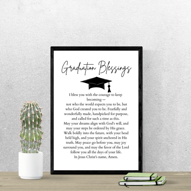 Graduation Blessing Wall Art Printable Christian Prayer Digital ...