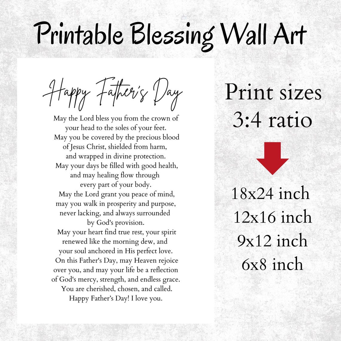 Father’s Day Wall Art Blessing Printable for Dad Digital Download ...