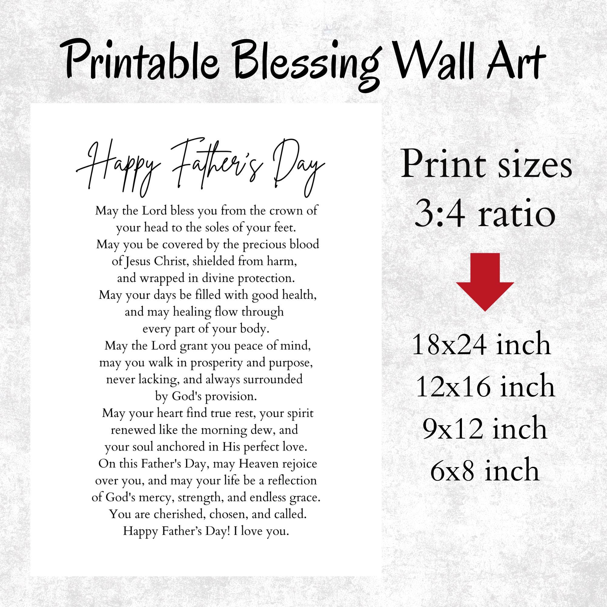 Father’s Day Wall Art Blessing Printable for Dad Digital Download ...