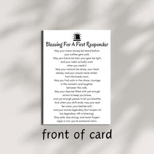 First Responder Blessing Card Printable Digital Police Firefighter EMT ...