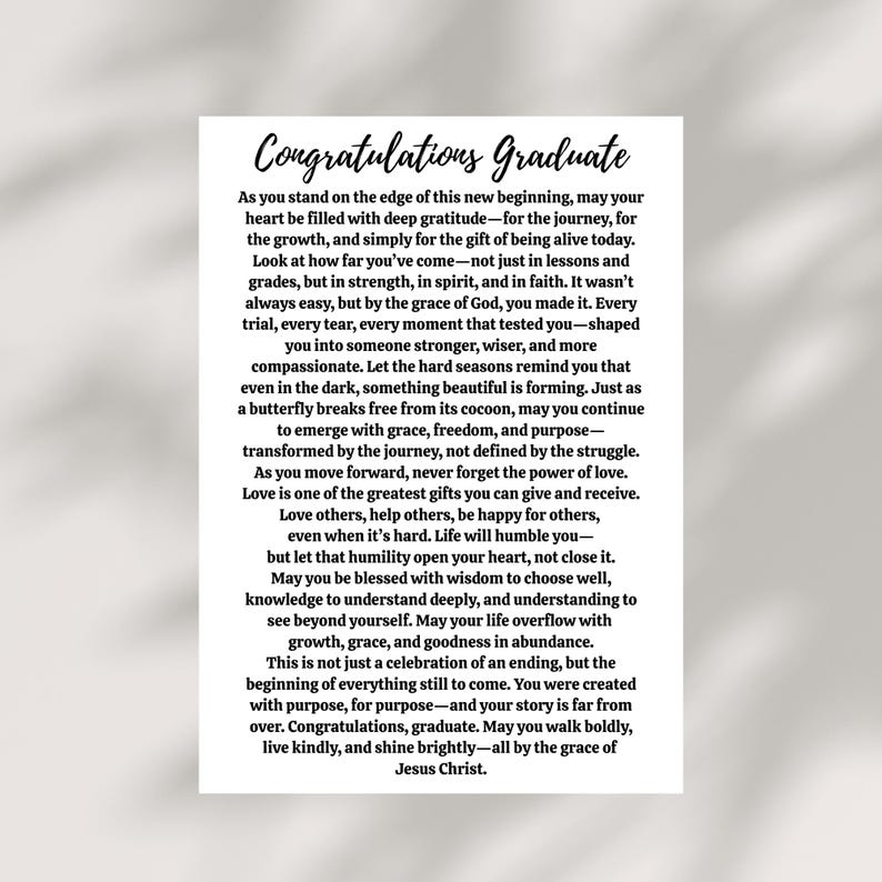 High School Graduation Blessing Card Printable Digital Download ...