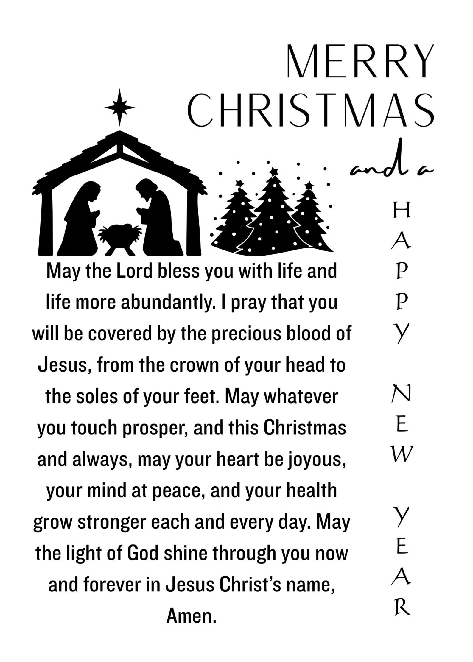 Christmas Card Blessing PRINTABLE Prayer Happy New Year Faith-based ...