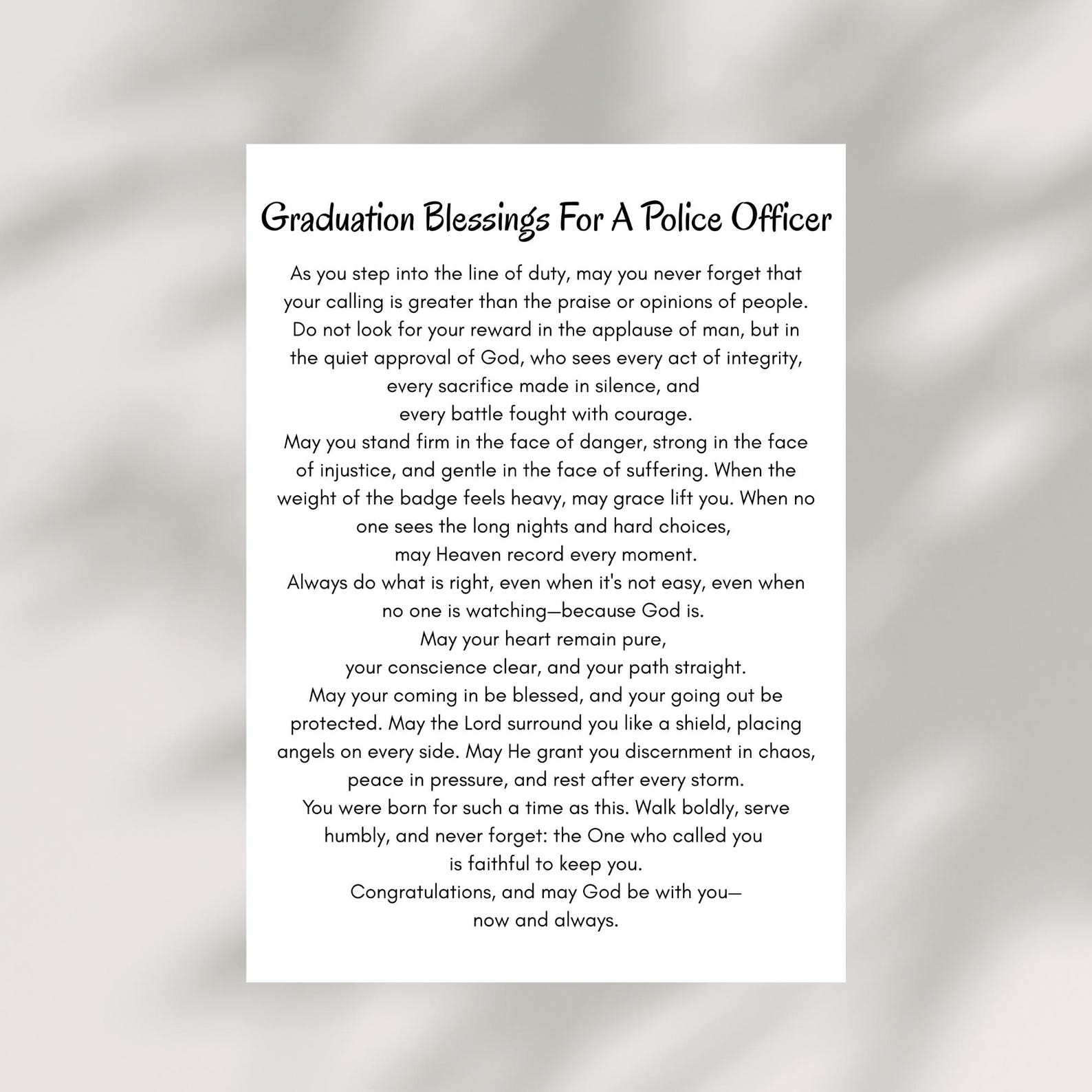Police Graduation Blessing Card Printable Digital Download Law ...