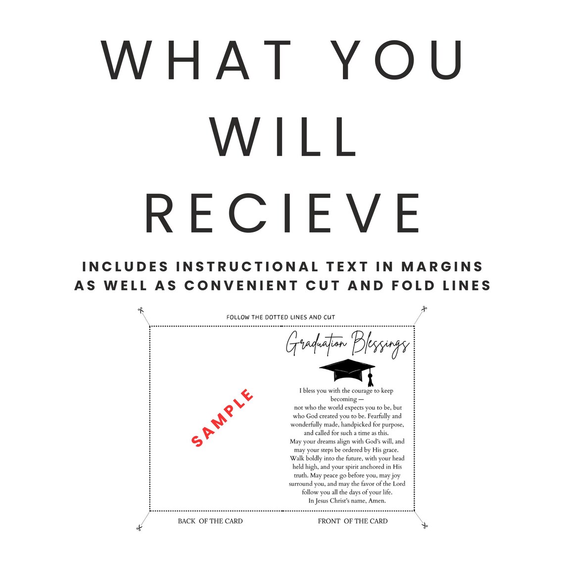 Graduation Blessing Card Printable With Prayer Instant Download ...