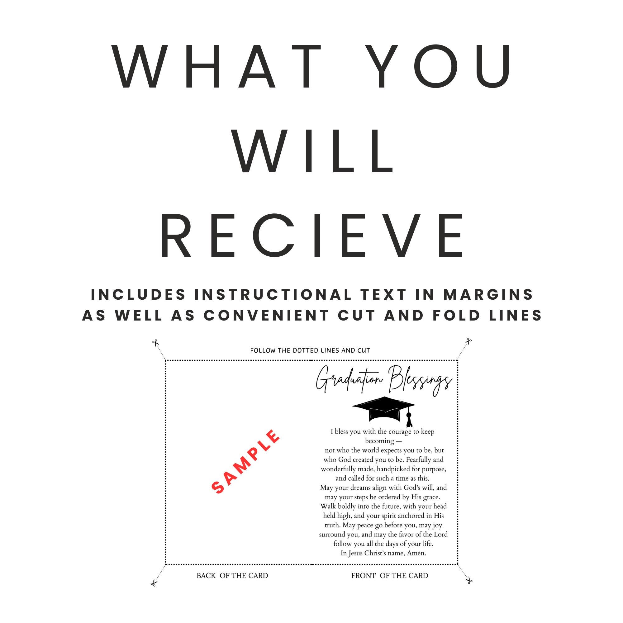 Graduation Blessing Card Printable With Prayer Instant Download ...