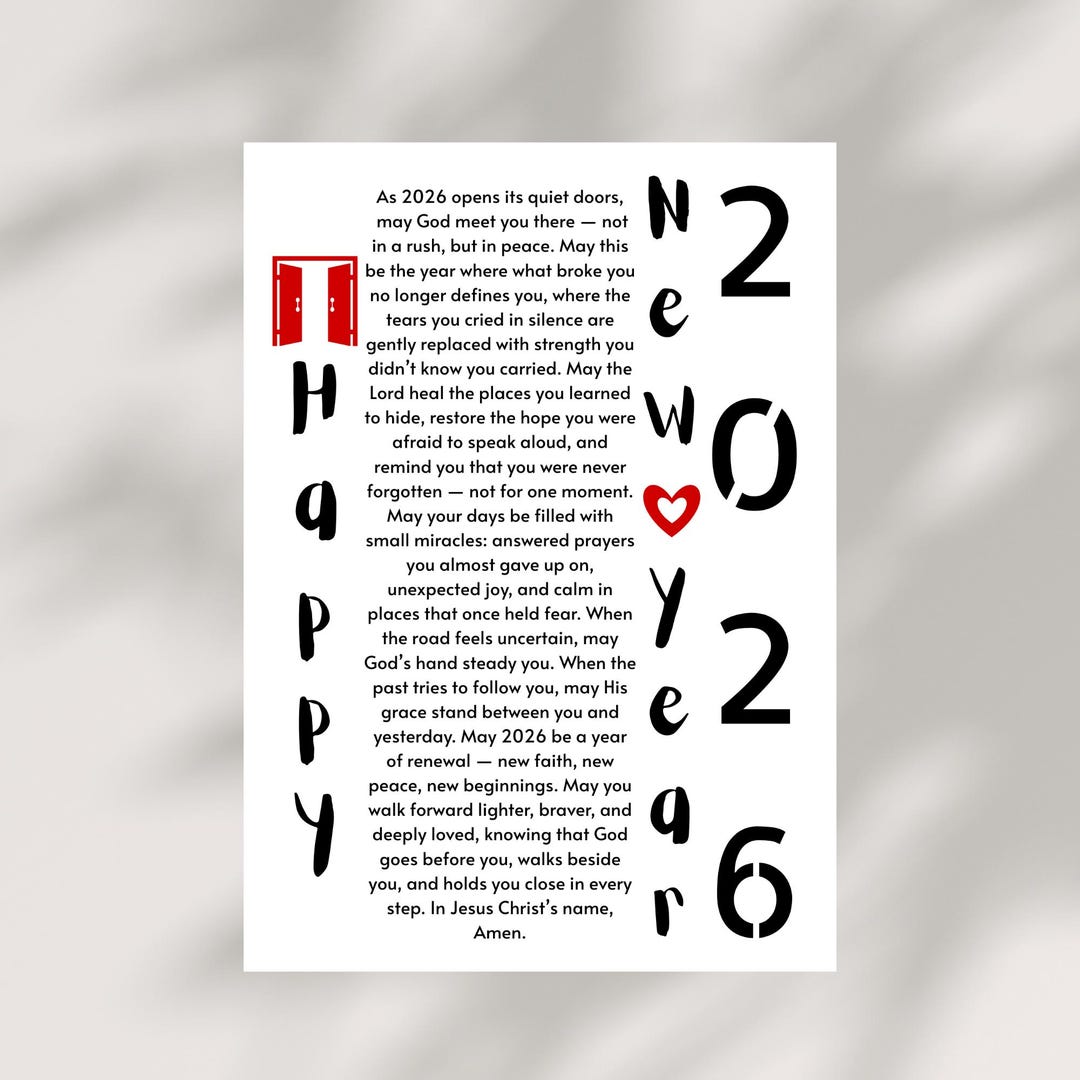 2026 New Year Blessing Card PRINTABLE Prayer Happy New Year Christian ...