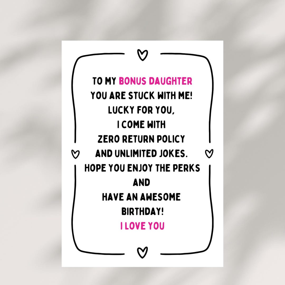 Bonus Daughter Birthday Printable Card Happy Birthday Bonus Daughter ...