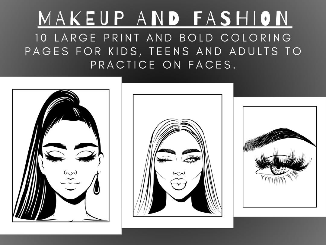 10 Make-up Practice Fashion Model Coloring Pages Easy Large Bold ...