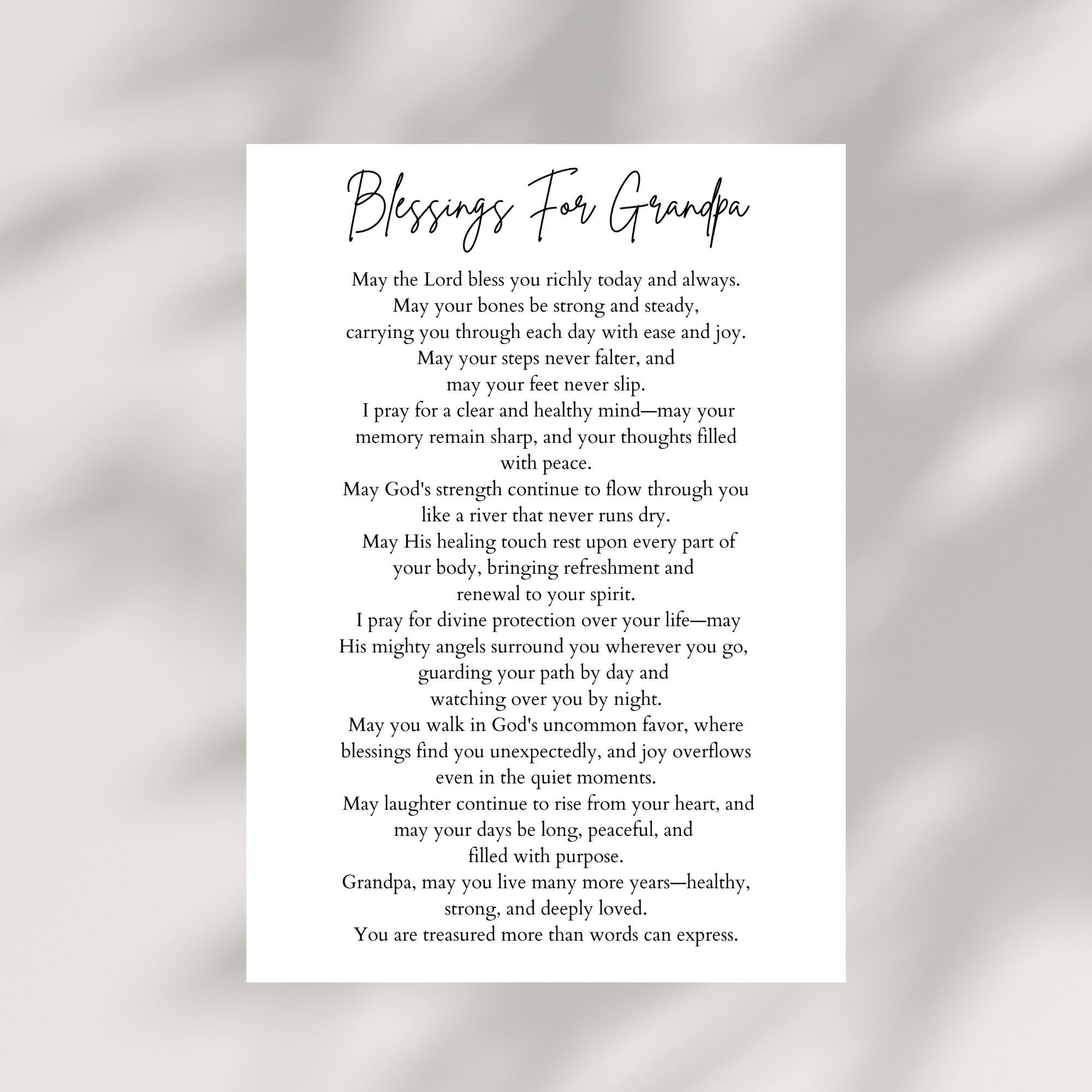 PRINTABLE Grandpa Blessing Card Christian Prayer Religious Faith Based ...