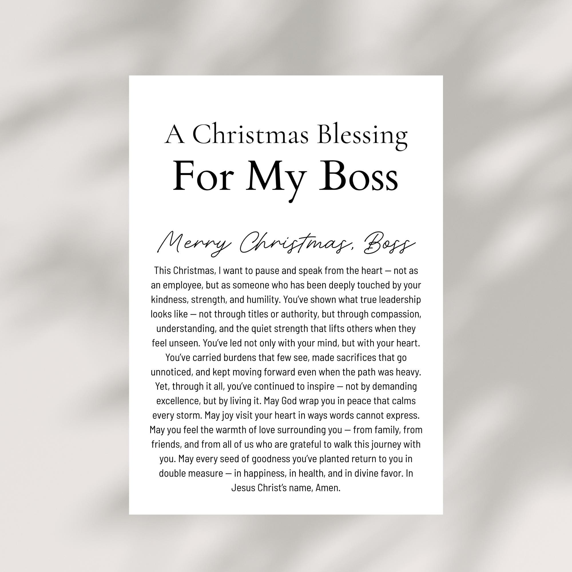 Boss Christmas Card Blessing PRINTABLE Prayer Appreciation Thank You ...