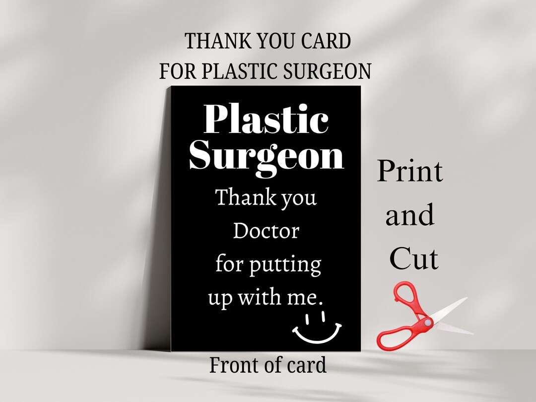 Thank You Card for Plastic Surgeon Funny Humor Appreciation Card ...