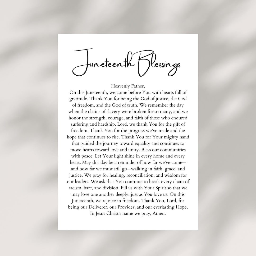 Juneteenth Blessing Card Printable African American Christian Prayer ...