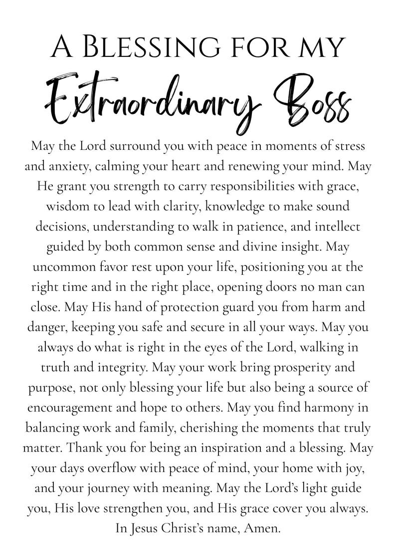 Boss Blessing Card PRINTABLE Boss's Day National Boss Day Christmas ...