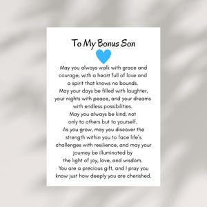 Bonus Son Blessing Card Printable Christian Prayer Gift for Stepson ...