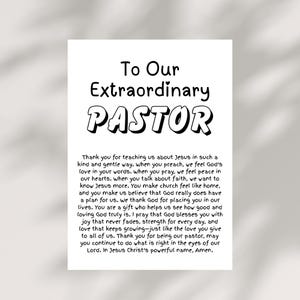 PRINTABLE Pastor Blessing Card Appreciation Prayer From Sunday School ...