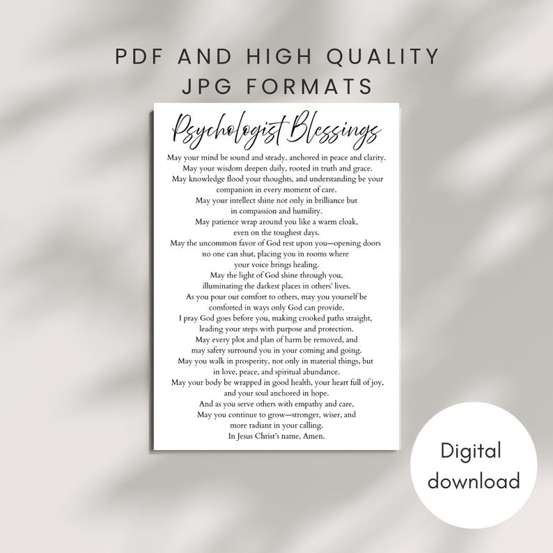 Psychologist Blessing Card Printable Christian Graduation Birthday ...