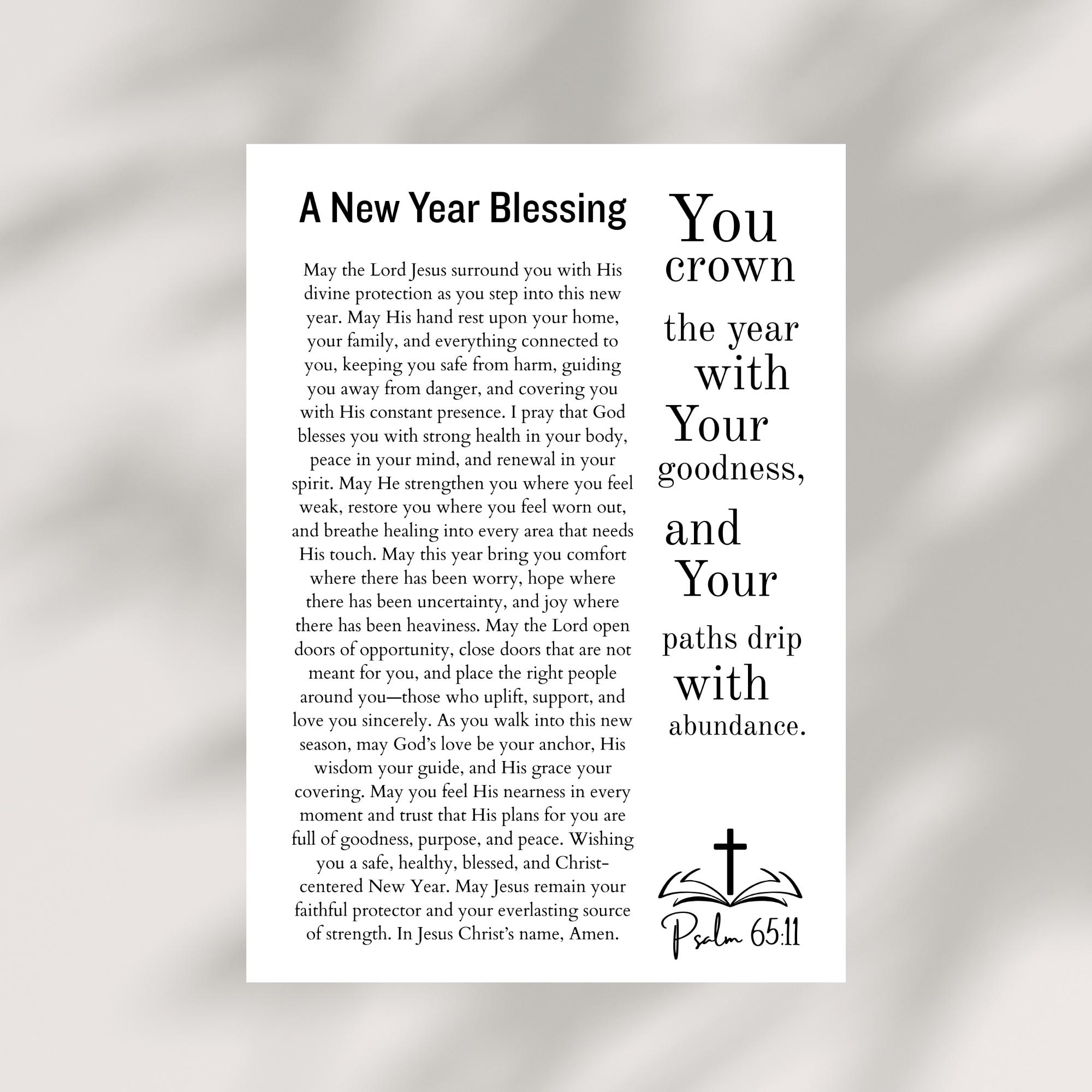 New Year Blessing Card PRINTABLE Bible Verse Prayer Happy New Year 2026 ...