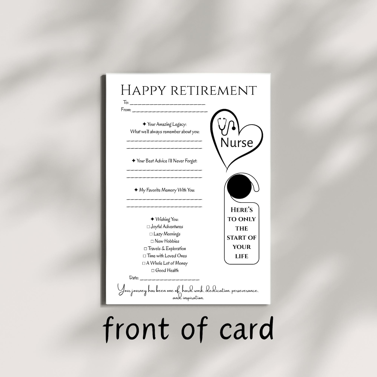 Nurse Retirement Card Printable Blessing Gift Instant Download Digital ...