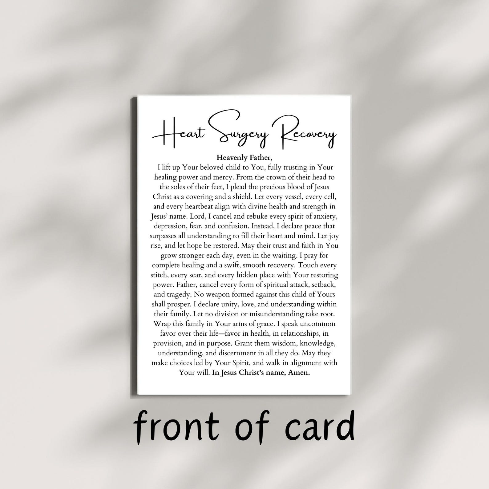 Heart Surgery Recovery Prayer Card Printable Digital Download Blessing ...