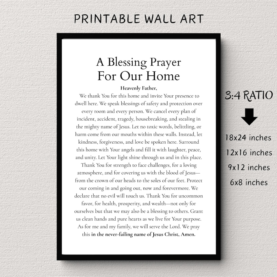 Home Blessing Prayer PRINTABLE Christian Housewarming Gift New Home ...
