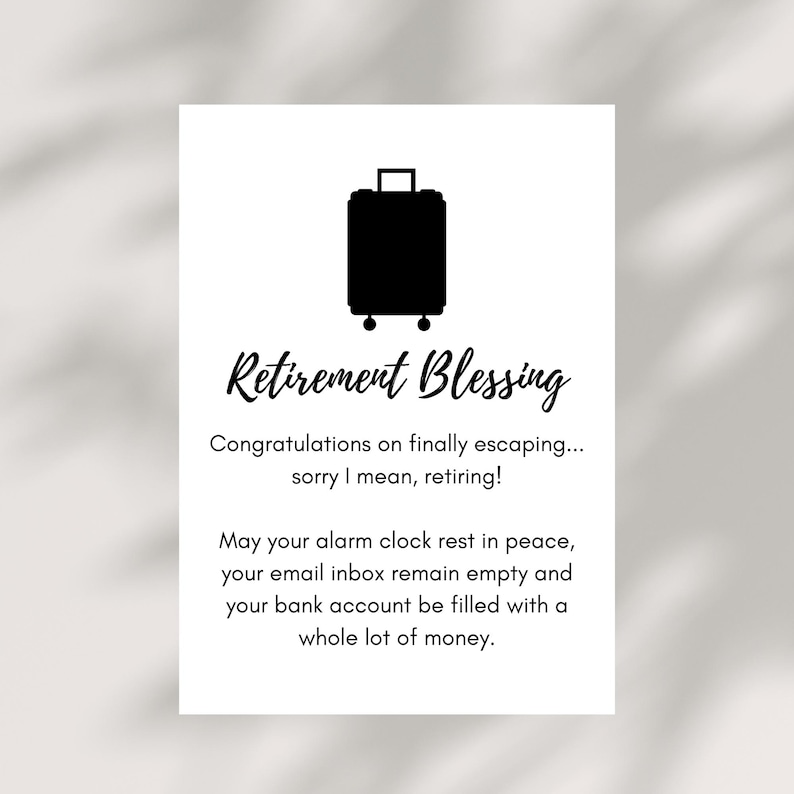 Funny Retirement Blessing Card Printable Digital Download Hilarious ...
