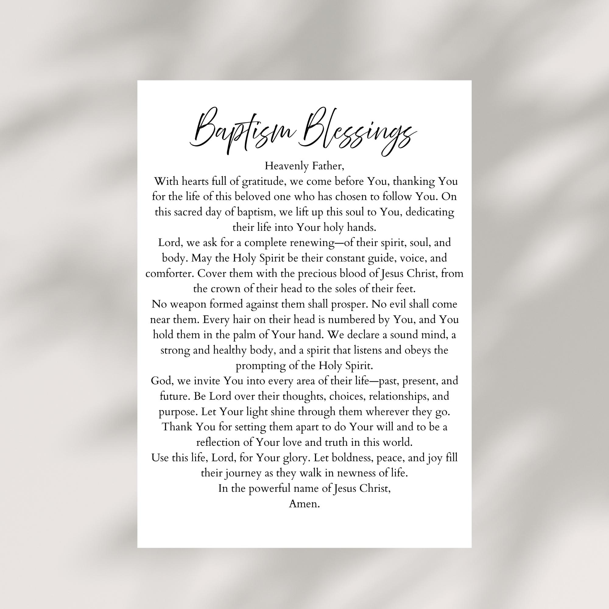 Baptism Blessing Card Printable Christian Prayer for Teen or Adult Him ...