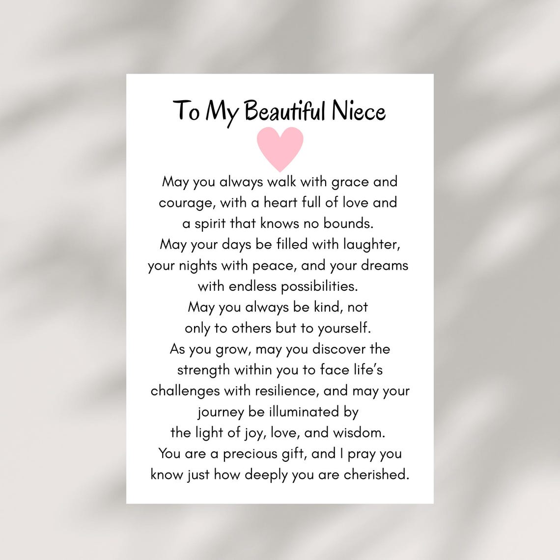 Blessing for Niece Card Printable Christian Card Digital Download Niece ...