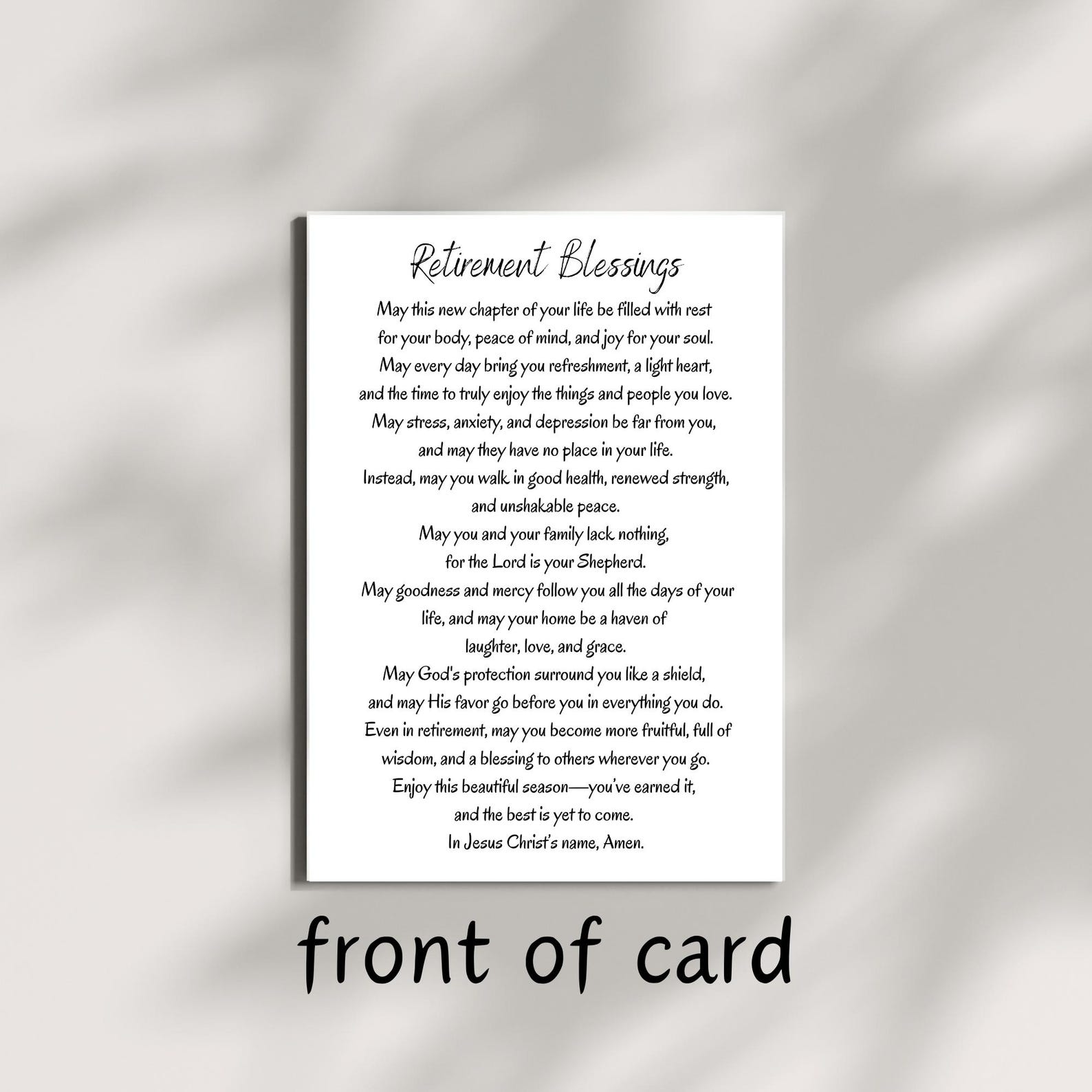 Retirement Blessing Card PRINTABLE Instant DIGITAL DOWNLOAD Christian ...