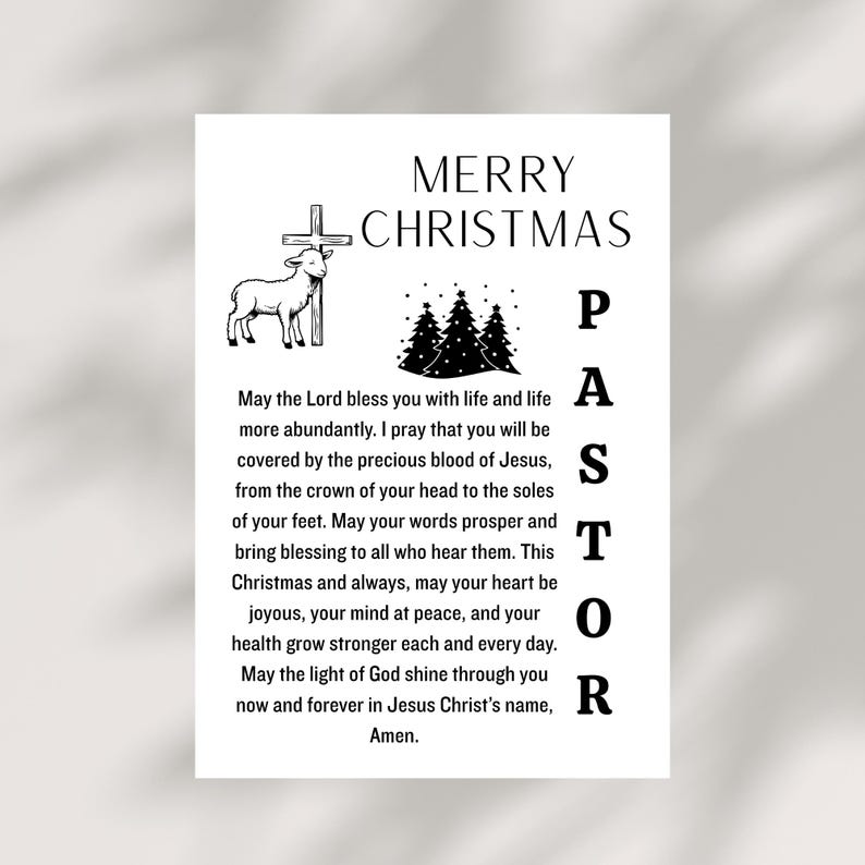 Pastor Christmas Card Blessing PRINTABLE Prayer Minister Clergy Thank ...