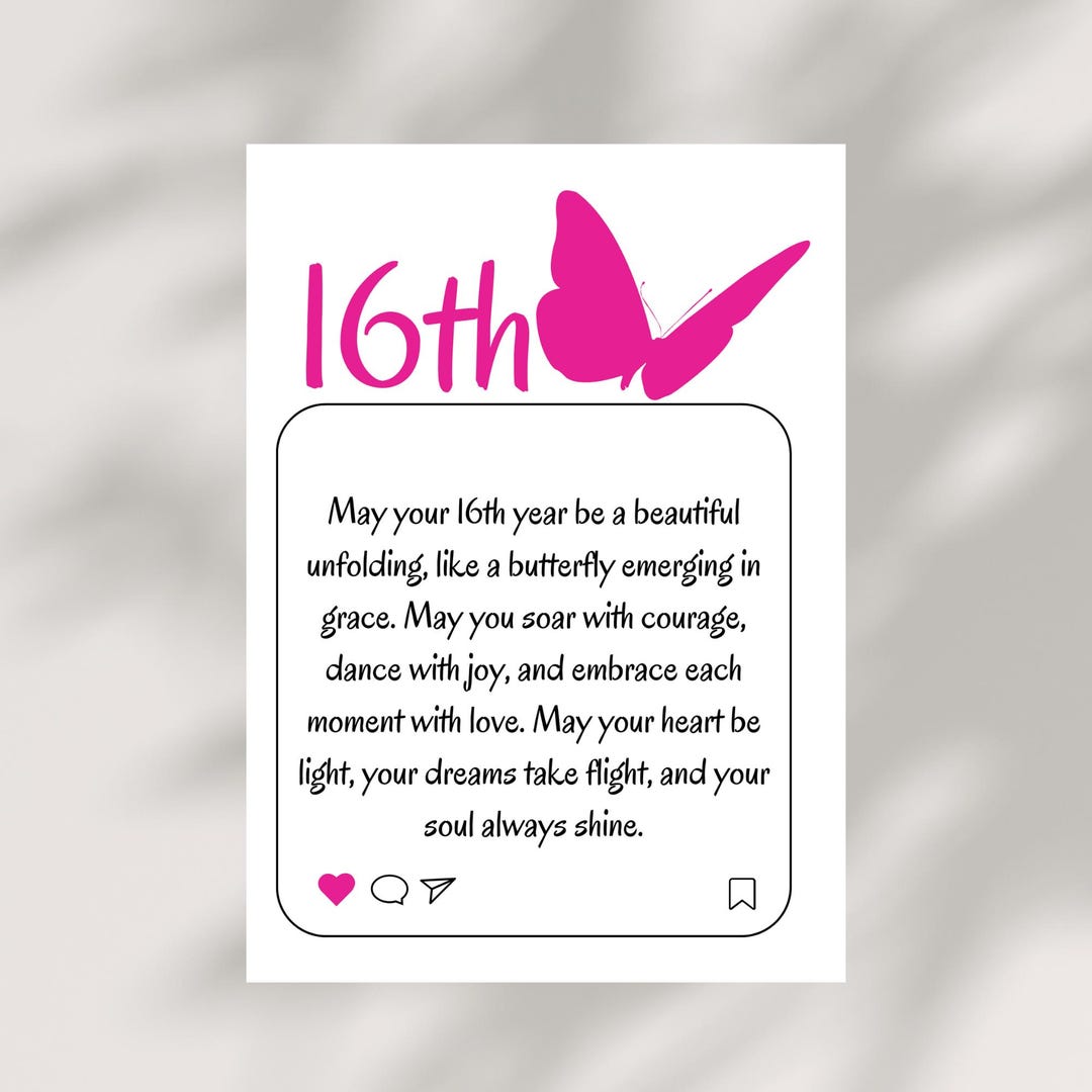Sweet 16 Birthday Card Printable 16th Birthday Card Digital Happy ...