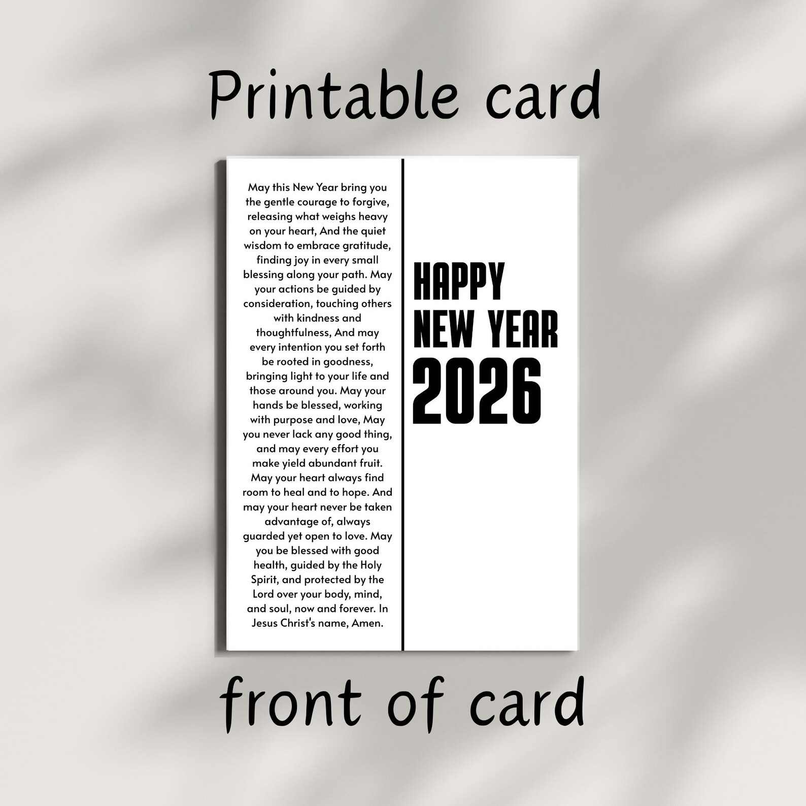New Year Blessing Card PRINTABLE 2026 Prayer Happy New Year 2026 ...