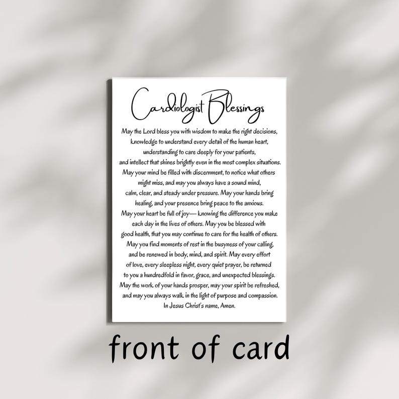 Cardiologist Blessing Card Printable Christian Prayer Thank You for ...