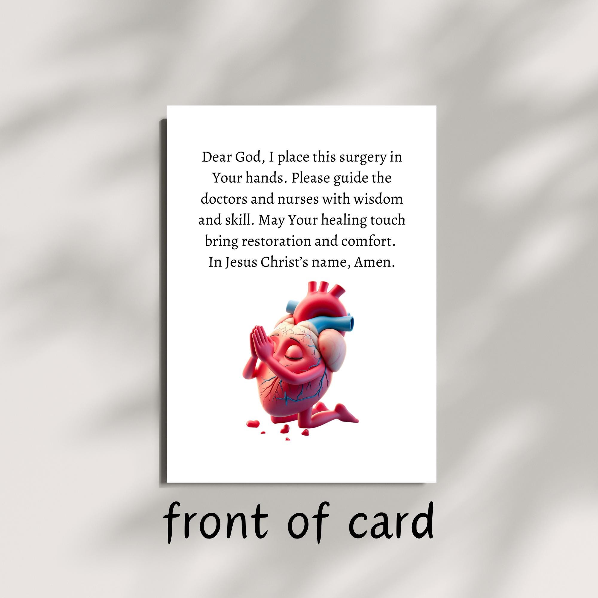 Printable Christian Get Well Card Surgery Recovery Prayer Card Heart ...