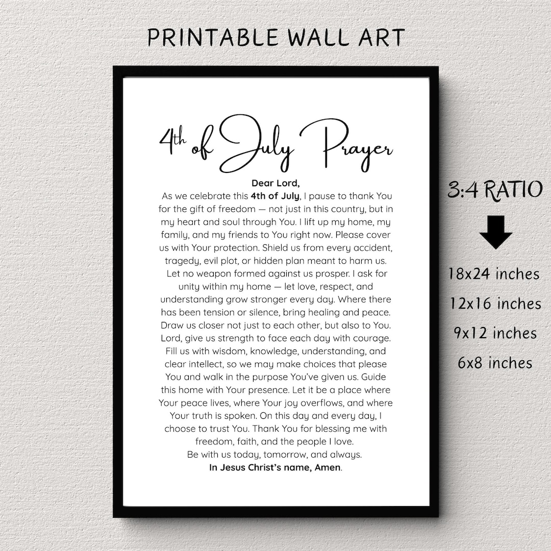 4th of July Prayer Wall Art Printable Christian Blessing for ...