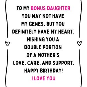 PRINTABLE Bonus Daughter Birthday Card Christian Prayer Note Faith ...