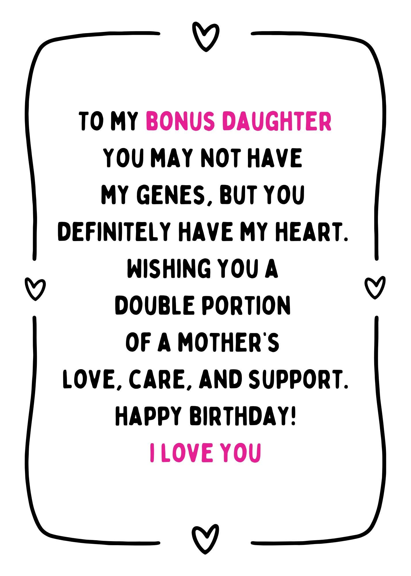 Bonus Daughter Birthday Printable Card Happy Birthday Bonus Daughter ...