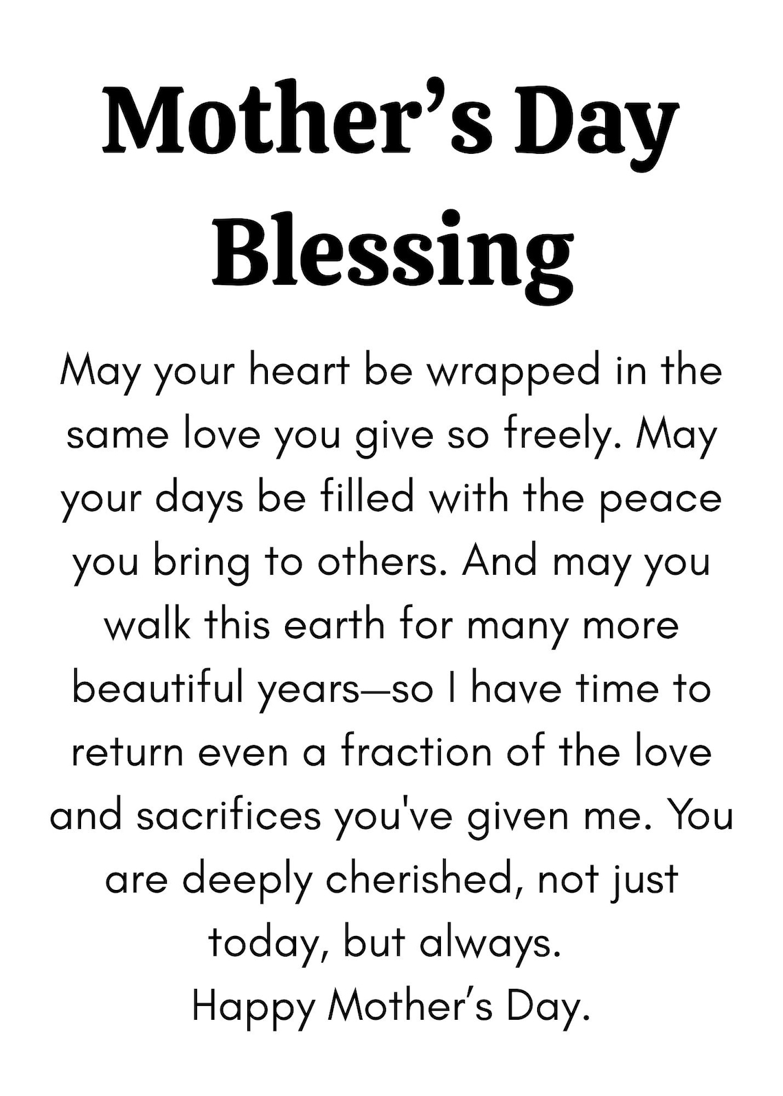 Mother’s Day Blessing Card Printable Christian Mom Card Digital ...