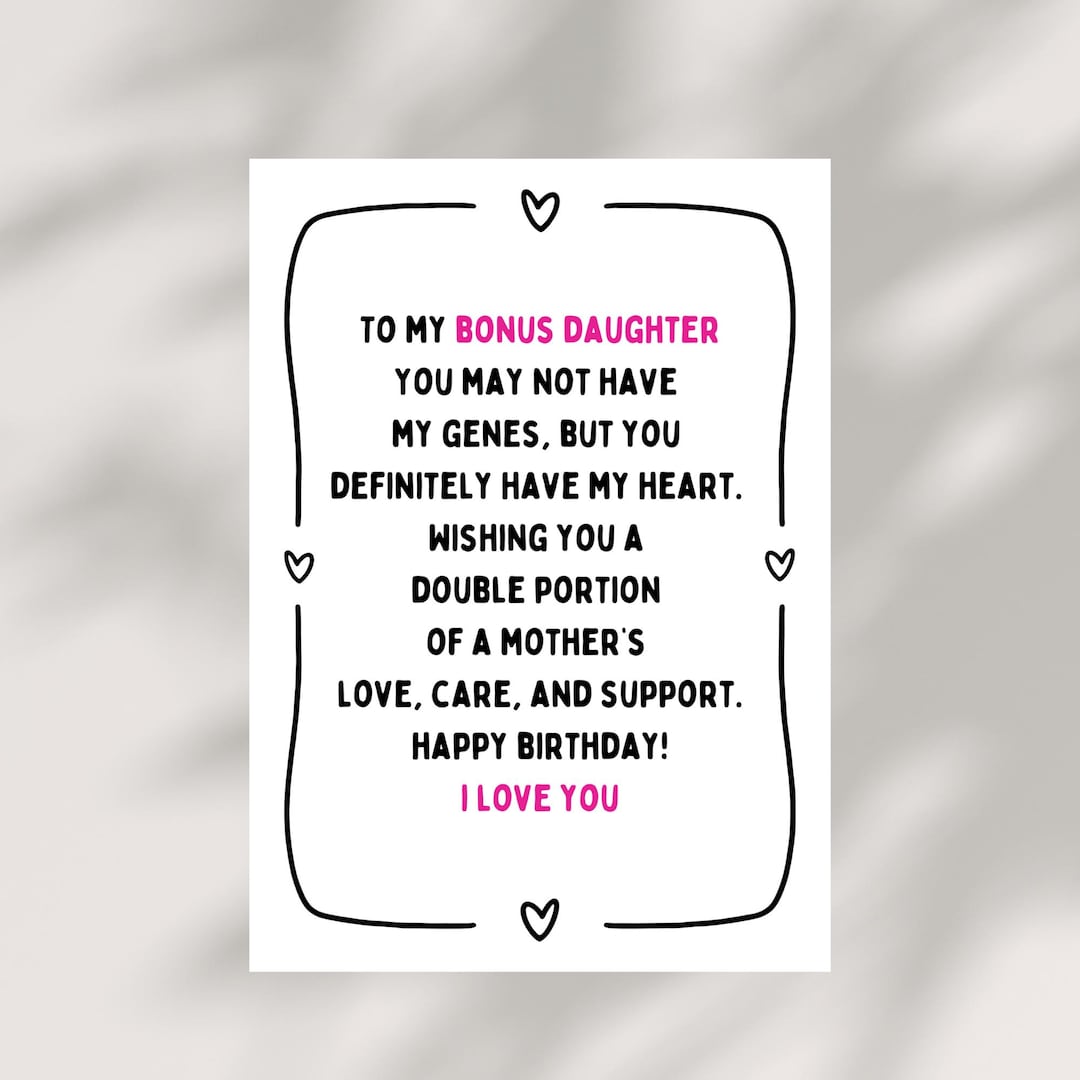 Bonus Daughter Birthday Printable Card Happy Birthday Bonus Daughter ...